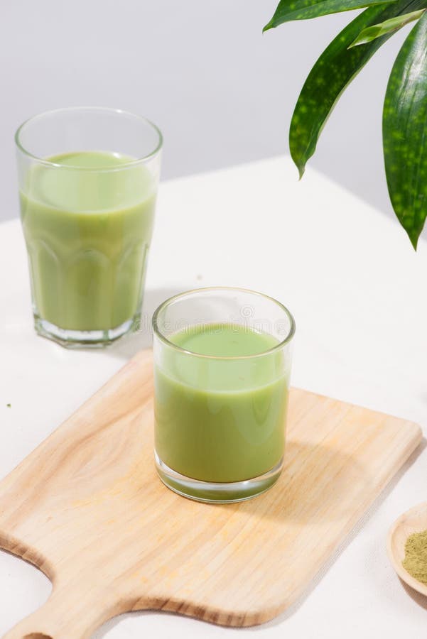 Homemade Hot Matcha Latte Tea with Milk Stock Photo - Image of glass ...