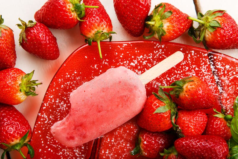 Homemade Ice Cream Pops with Fresh Berries. Stock Image - Image of ...