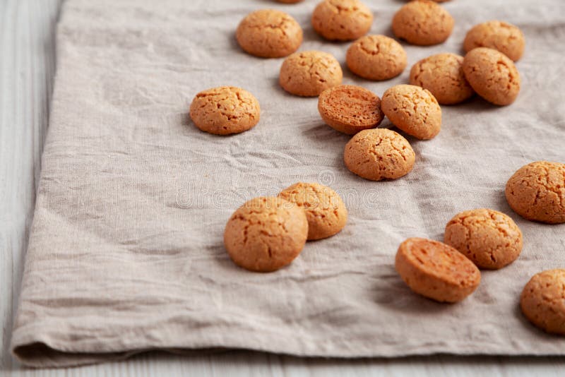 Homemade Italian Amaretti Cookie Biscuits, Side View. Copy Space Stock ...