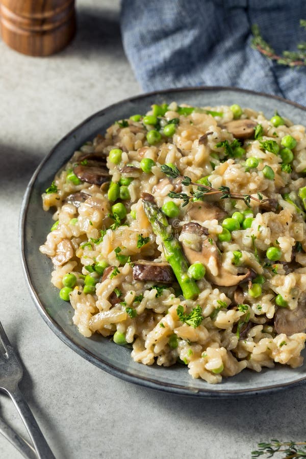 Homemade Italian Asparagus and Mushroom Risotto Stock Photo - Image of ...