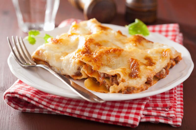 Homemade Italian Lasagna on Plate Stock Photo - Image of dish, spice ...