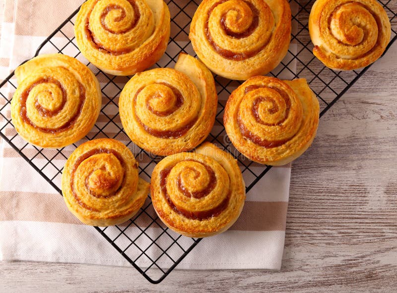Homemade Jam Filling Swirl Buns Stock Photo - Image of filling, flatlay ...