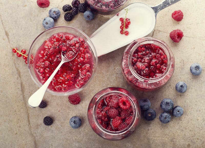 Homemade Jam in the Glass Jars Stock Photo - Image of cooked, currant ...