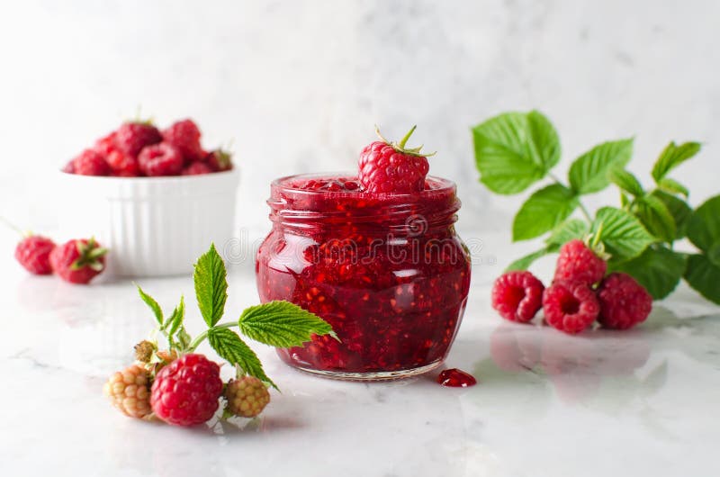 Homemade Jam Made from Ground Raspberries and Sugar Stock Image - Image ...