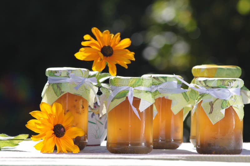 Homemade Jellies with Flowers Stock Photo - Image of fresh, canned ...