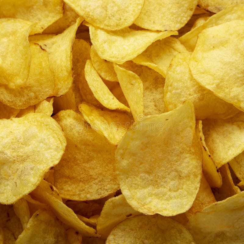 Homemade Kettle Cooked Potato Chips with Salt in a Bowl, Top View Stock ...