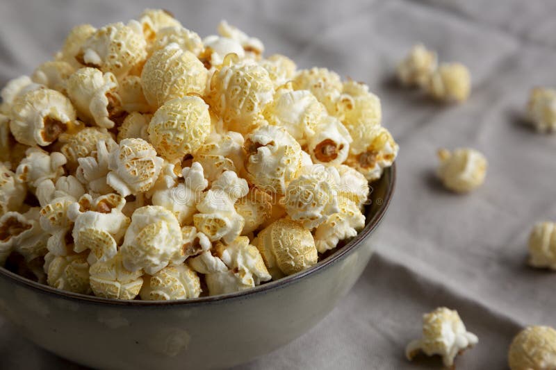 Homemade Kettle Corn Popcorn in a Bowl, Low Angle View. Close-up Stock ...