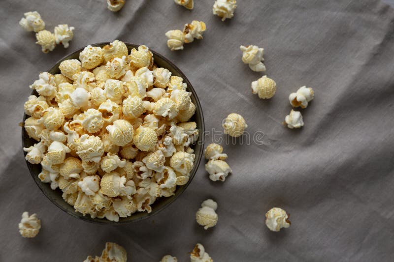 Homemade Kettle Corn Popcorn in a Bowl, Top View. Flat Lay, Overhead ...