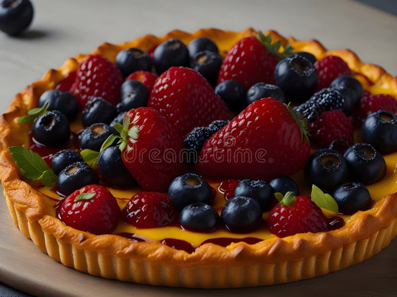 Fruit Tart with Berries. Generative AI Stock Illustration ...