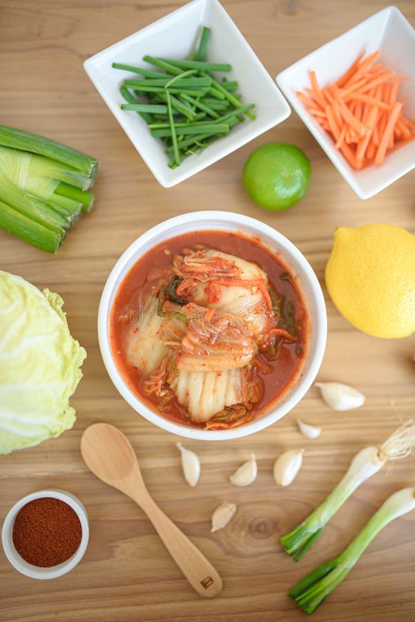 Homemade Kimchi and Vegetable Ingredients Stock Photo - Image of ...