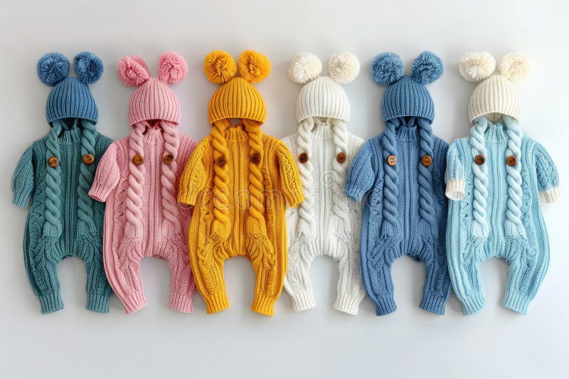 Homemade Knitted Clothes for Baby Stock Image - Image of flat ...