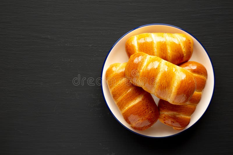 Homemade Kolache Rolls Ready To Eat on a Plate, Top View. Copy Space ...