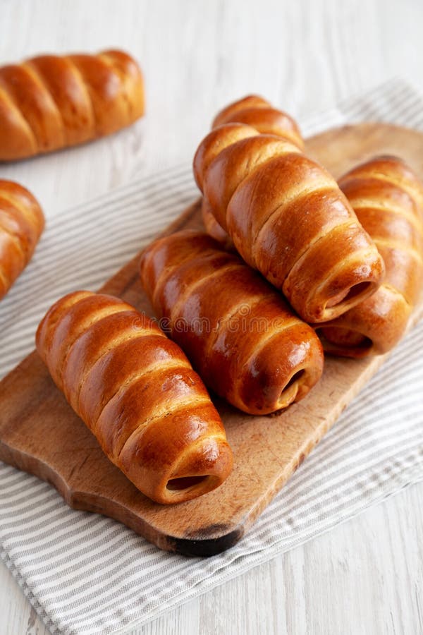 Homemade Kolache Rolls on a Rustic Wooden Board, Side View Stock Image ...