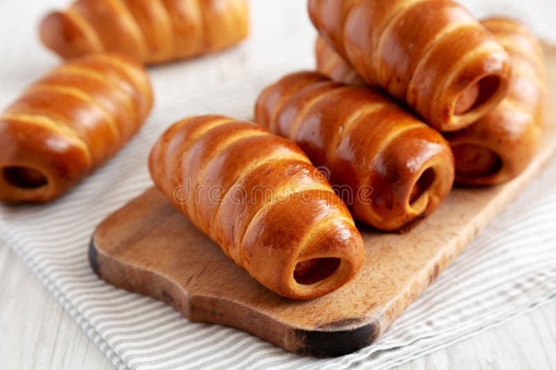 Homemade Kolache Rolls on a Rustic Wooden Board, Side View Stock Image ...