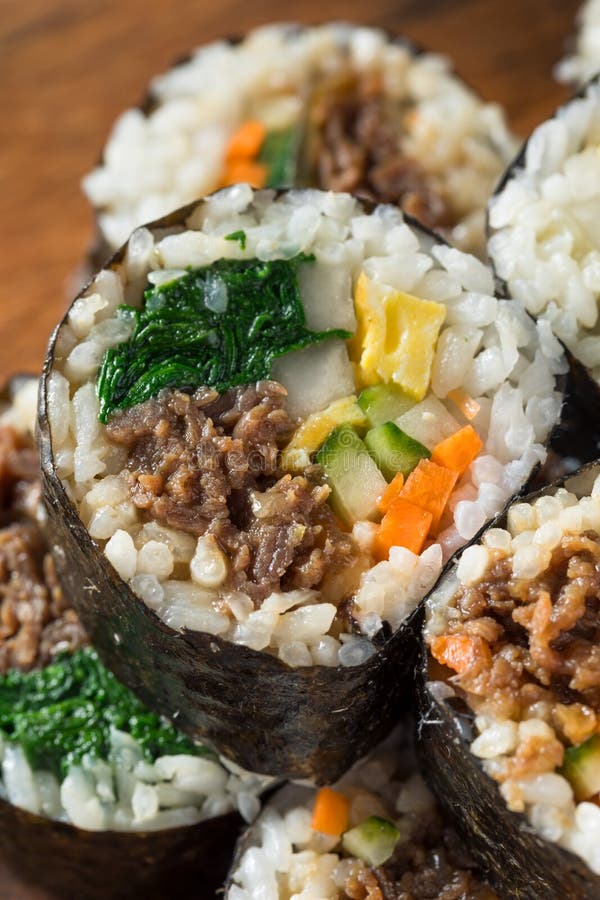 Homemade Korean Kimbap Rice Rolls Stock Photo - Image of seaweed ...