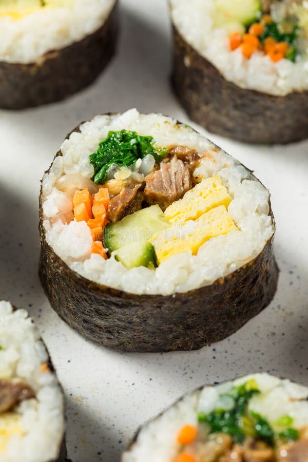 Homemade Korean Kimbap Rolls Stock Image - Image of sushi, seaweed ...