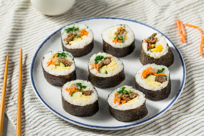 Homemade Korean Kimbap Rolls Stock Image - Image of delicious, tasty ...