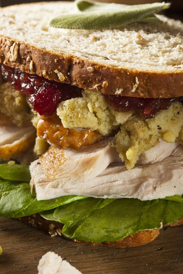 Homemade Leftover Thanksgiving Dinner Turkey Sandwich Stock Image ...