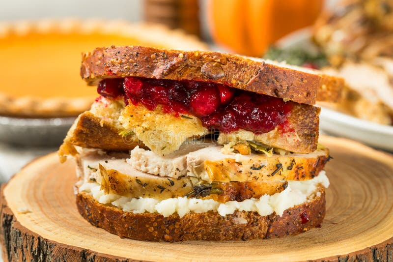 Homemade Leftover Thanksgiving Turkey Sandwich Stock Photo - Image of ...