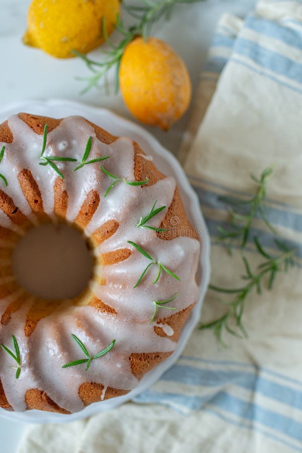 Homemade Lemon Bundt Cake with Sugar Icing Stock Photo - Image of ...