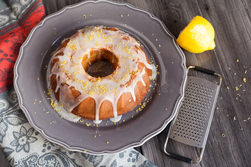 Homemade Lemon Cake with Icing Stock Photo - Image of dessert, orange ...