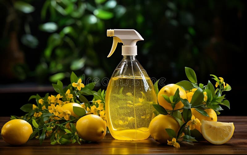 Homemade Lemon Cleaner Spray. Generative AI Stock Illustration ...