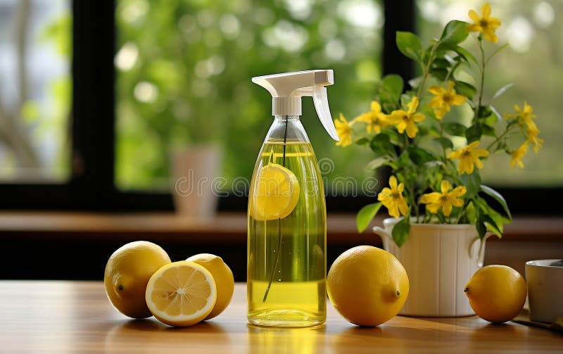 Homemade Lemon Cleaner Spray. Generative AI Stock Illustration ...