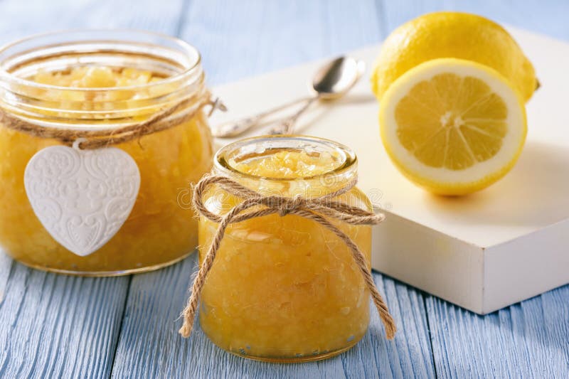 Homemade Lemon Jam in Glass Jars. Stock Image - Image of jars, citron ...