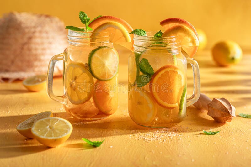 Homemade Lemonade As Non Alcoholic Beverage on Ice Stock Photo - Image ...