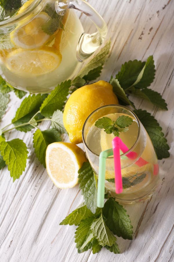 Homemade Lemonade in a Glass Closeup. Vertical Top View Stock Image ...