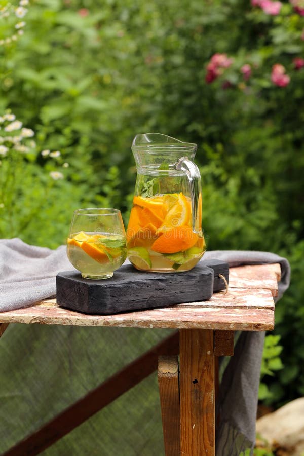 Homemade lemonade in a jug stock image. Image of cold - 152419517