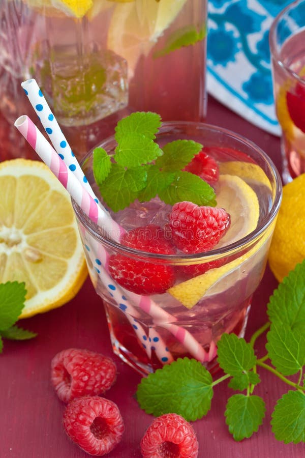 Homemade Lemonade with Raspberries Stock Photo - Image of cold, organic ...