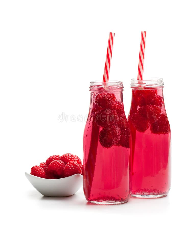 Homemade Lemonade with Raspberry Isolated on White Stock Image - Image ...
