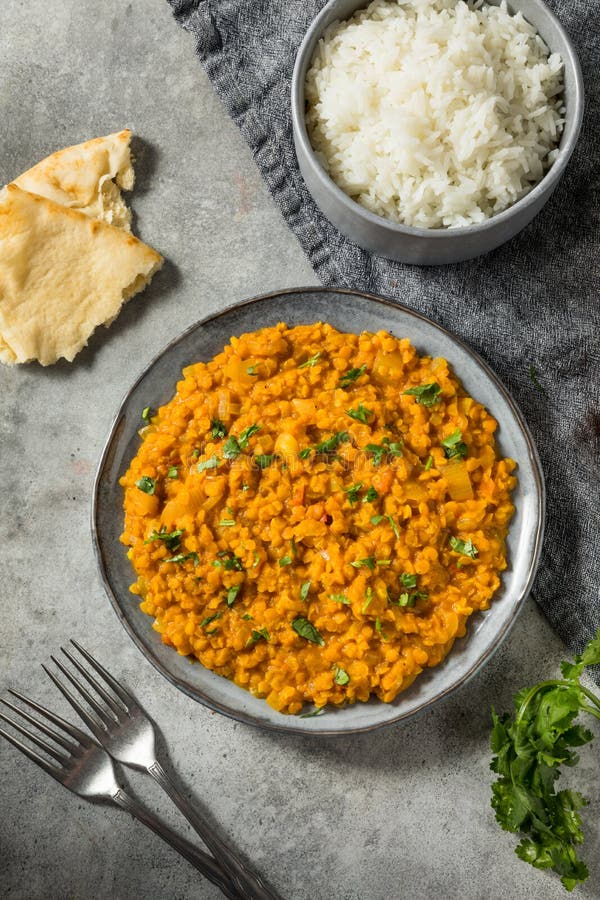 Homemade Lentil Dal with Rice Stock Photo - Image of meal, lunch: 265546554