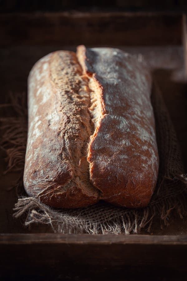 Homemade Loaf of Bread on Rustic Table Stock Photo - Image of ...