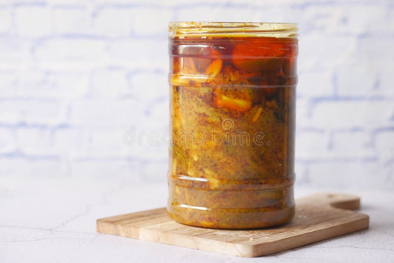 Homemade Mango Pickle in a Glass Jar on Table , Stock Image - Image of ...