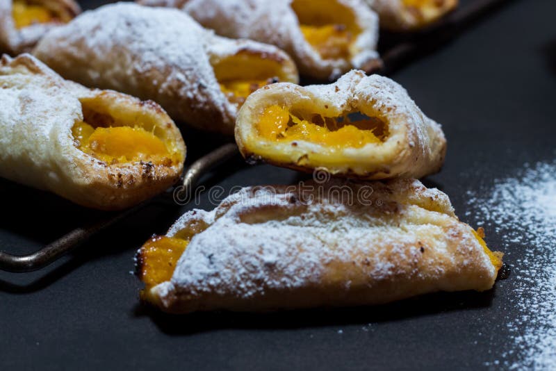 Homemade Mango Puff Pastry with Powdered Sugar Stock Image - Image of ...