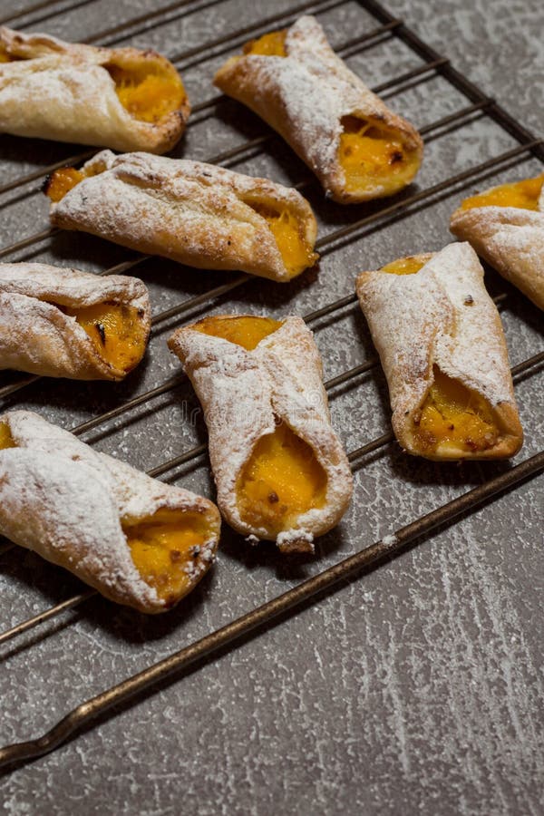 Homemade Mango Puff Pastry with Powdered Sugar Stock Image - Image of ...