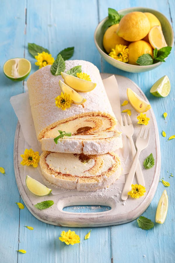 Homemade Mango Swiss Roulade Made Citrus Fruit Stock Photos - Free ...