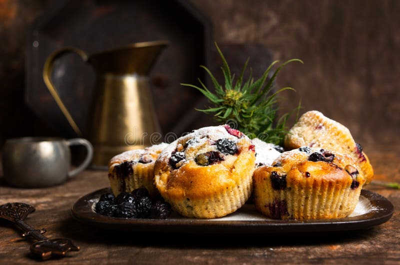 Homemade Marijuana Muffins with Berry Fruit Stock Photo - Image of ...