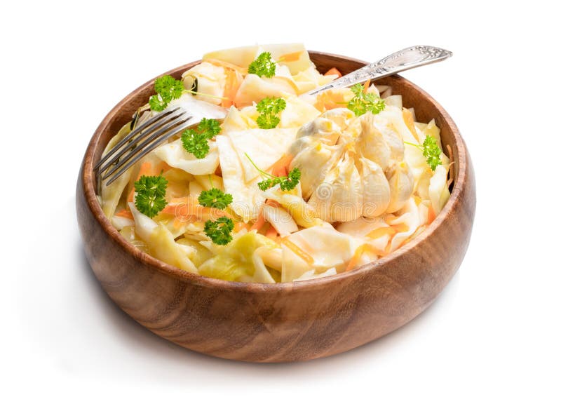 Homemade Marinated Cabbage with Garlic Isolated on a White Stock Image ...
