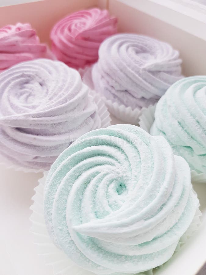 Homemade Marshmallows in a White Box. Marshmallow Roses. a Close-up ...