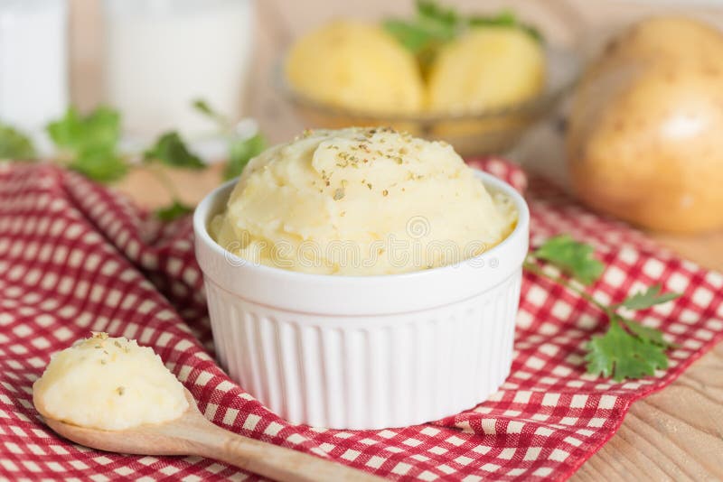 Homemade Mashed Potatoes on Bowl. Stock Photo - Image of diet, dish ...