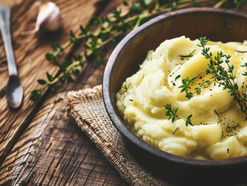 Homemade Mashed Potatoes with Parsley and Garlic Stock Photo - Image of ...