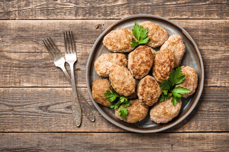 Homemade Meat Cutlets in Ceramic Plate Stock Image - Image of healthy ...
