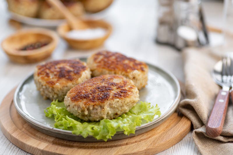 Homemade Meat Cutlets on a Plate Stock Image - Image of russian, dinner ...