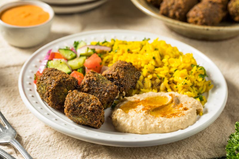 Homemade Mediterranean Falafel Plate Stock Photo - Image of snack ...