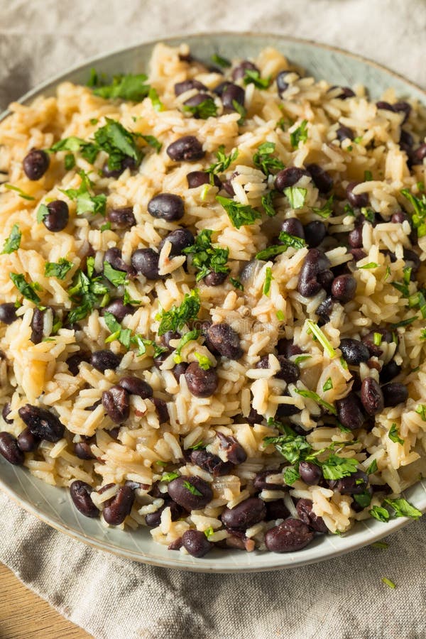 Homemade Mexican Black Beans and Rice Stock Image - Image of rustic ...