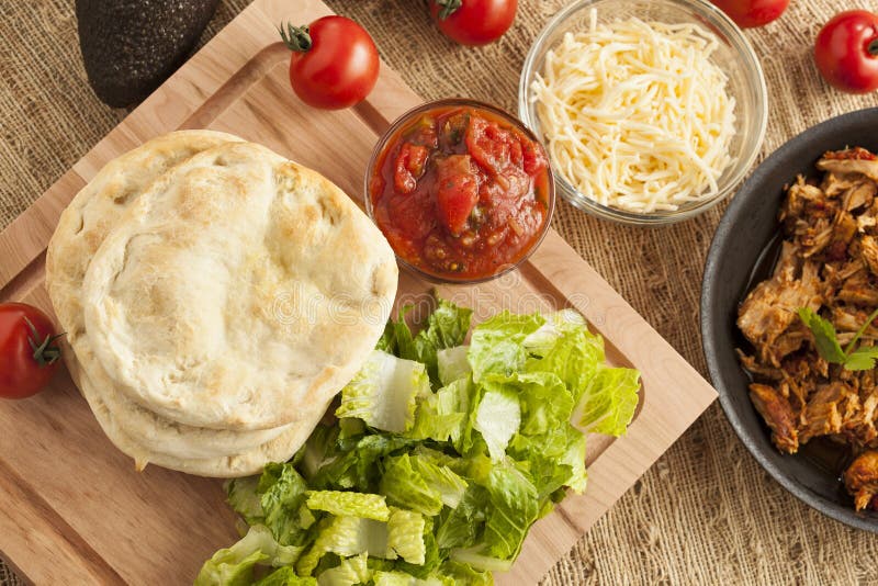 Homemade Mexican Flatbread Taco with Meat Stock Photo - Image of ...