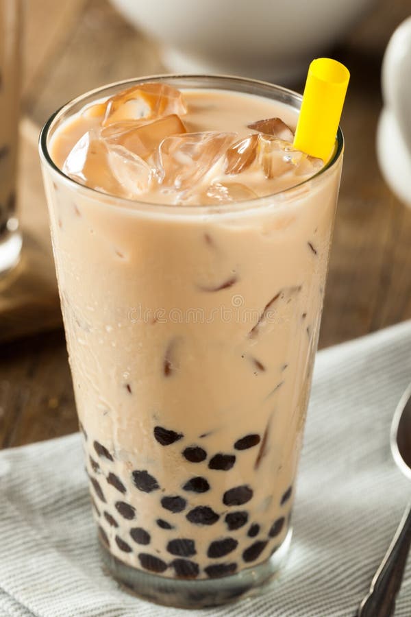 Homemade Milk Bubble Tea with Tapioca Stock Image - Image of mixed ...